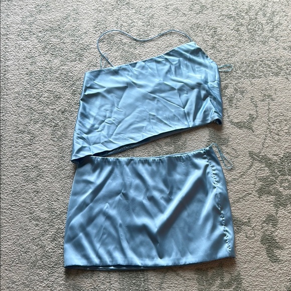 Edikted | Dresses | Edikted Light Blue Satin Set | Poshmark